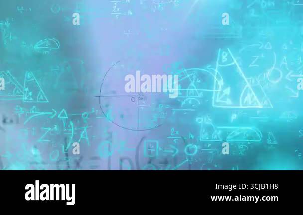 Turquoise glow starting triangles, arcs forming while unit circle ...