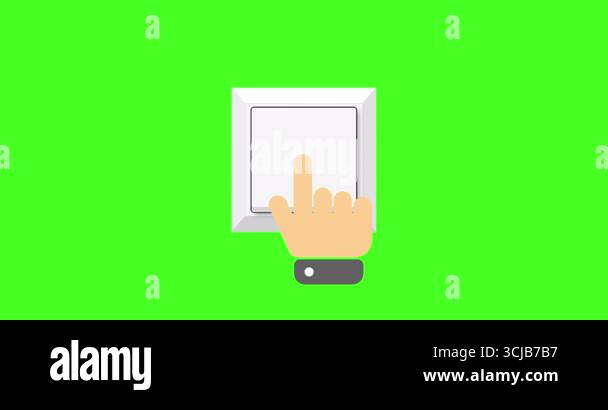 4K flat animation of a light switch being turned on and off with ...