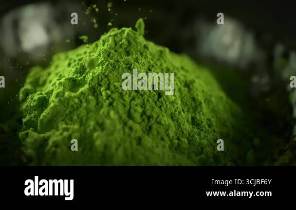 Super Slow Motion Shot of Falling Matcha Powder into a Heap at 1000fps ...