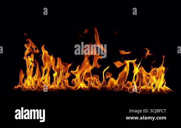 Super Slow Motion Shot of Fire Flames Isolated on Black Background at ...