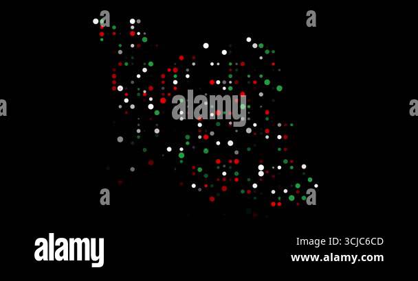Flying Dots Animation Dissolving into Iran Silhouette Design Stock ...