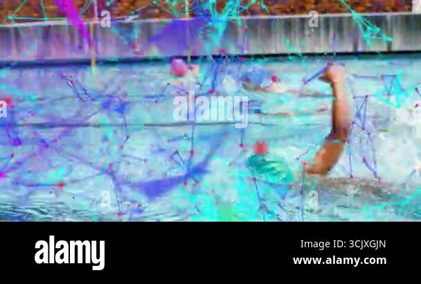 Green-capped child spotting floating ball and kicking legs chasing ball ...