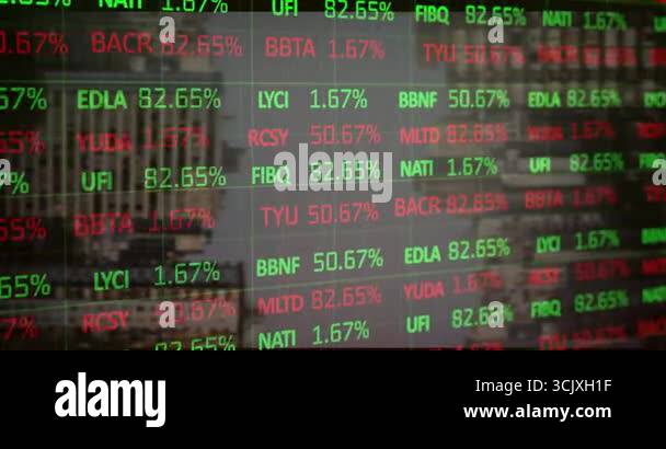 Digital board receiving market feed and displaying fluctuating stock ...