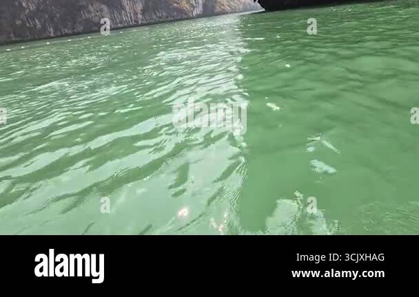 Gentle ripples moving across a green water surface Stock Video Footage ...