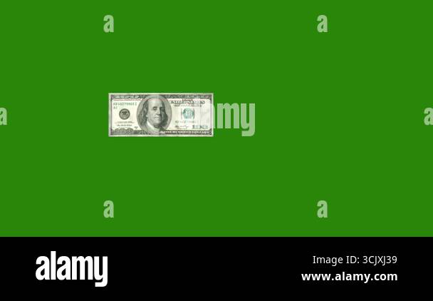 Dollar bills falling on green screen or color key,100 USD, animated ...