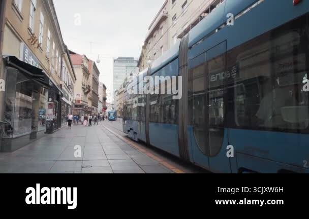 Zagreb, Croatia - may 2 2024 blue tram in the center of Zagreb. High ...