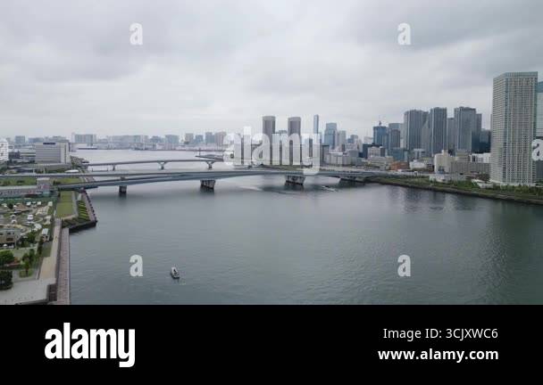 Tokyo Odaiba Koto-ku island bay promenade panorama Ariake skyscrapers ...
