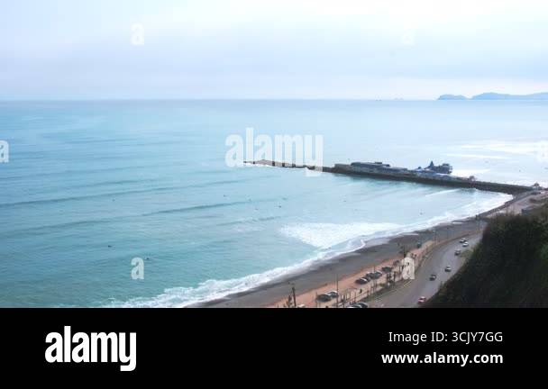 Ocean waves crashing on miraflores beach in lima, peru Stock Video ...