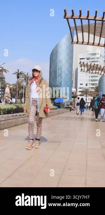 Tourist walking in miraflores, lima, peru, enjoying sunny day Stock ...