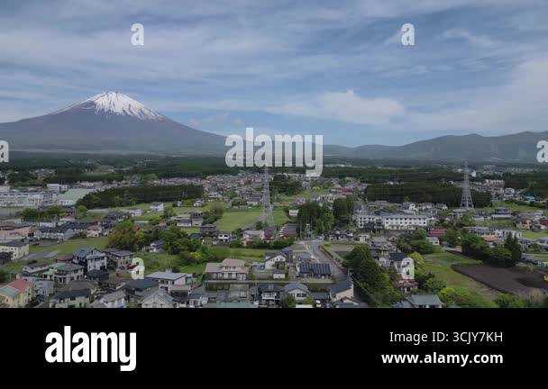 aerial view of Mount Fuji and the city of Gotemba Stock Video Footage ...