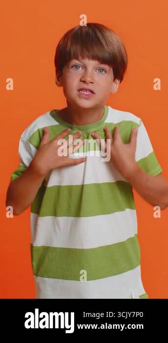 I am not guilty, not my fail. Confused puzzled preteen child boy kid ...