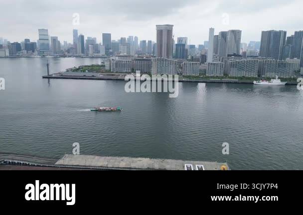 Tokyo Odaiba Koto-ku island bay promenade panorama Ariake skyscrapers ...