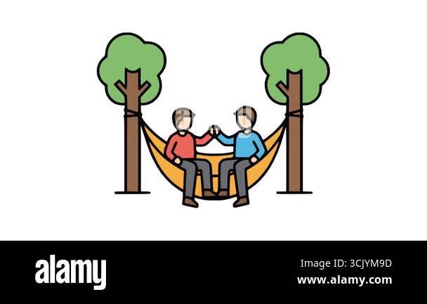 Cartoon character enjoying hammock rest vector drawing for holiday ...