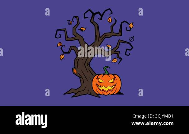 Halloween horror vector animation featuring sinister pumpkin lantern ...