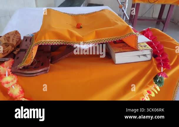 sacred hindu scripture bhagwat geeta and ramayana at temple Stock Video ...