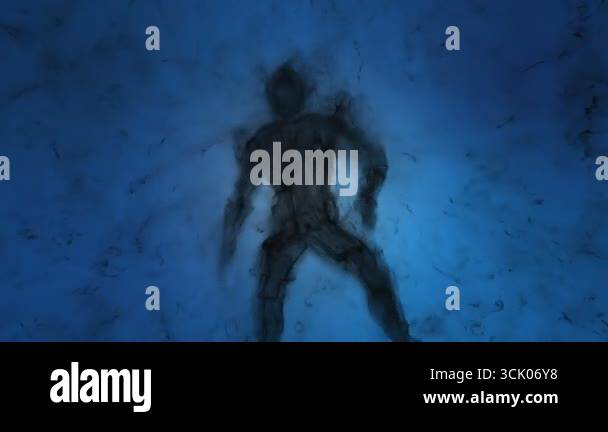 Concept animation of an evil spirit (built from particles) wandering in ...