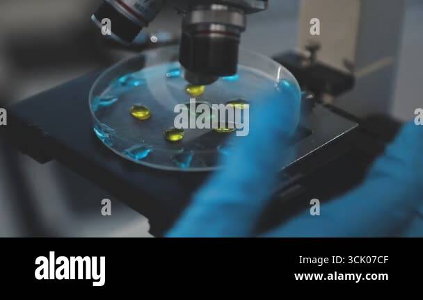 laboratory glass with microscope. medical research Stock Video Footage ...