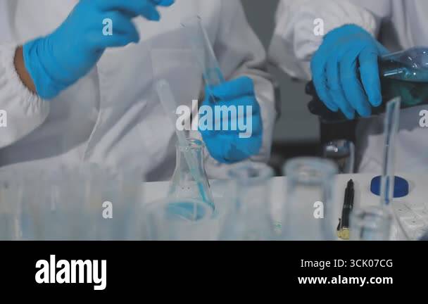 scientist holding flask with test tube. science research. laboratory ...
