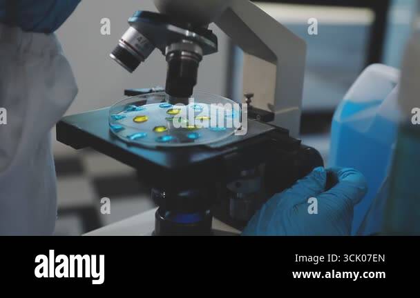 scientist holding microscope in laboratory. laboratory Stock Video ...