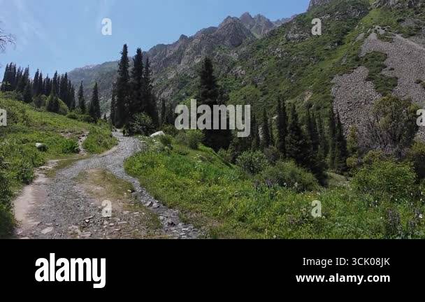Beautiful mountainous landscapes inside Ala Archa National Park, Kyrgyzstan Stock Video Footage ...