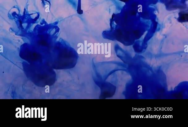 Smoke fluid drip. Ink mix. Blue violet mist emulsion swirl texture blur ...