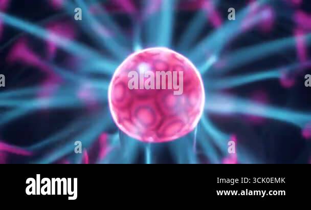 Plasma globe reacts to loud sound. Lightning plasma ball, plasma globe ...