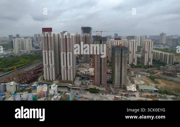Hyderabad, INDIA - JUNE, 23, 2025: Aerial view of Hyderabad cityscape ...