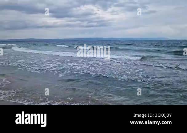 Stormy weather at sea, waves close-up. Bulgaria, Black Sea near the ...