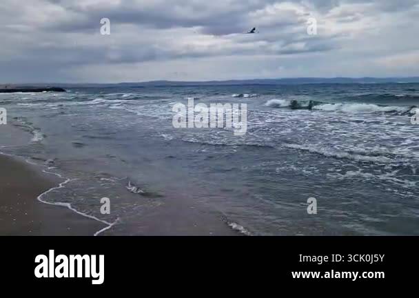 Stormy weather at sea, waves close-up. Bulgaria, Black Sea near the ...