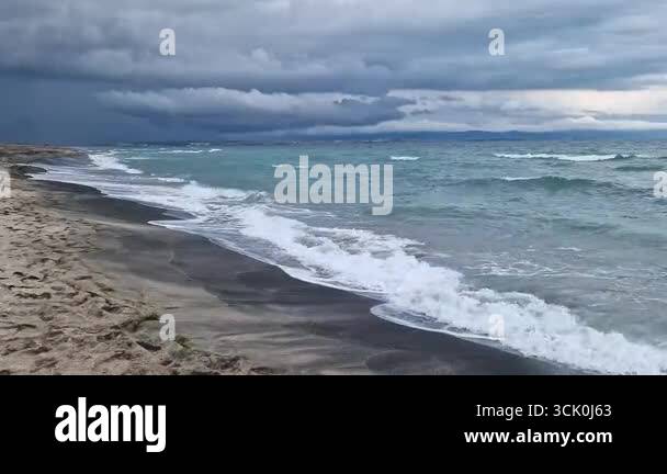 Stormy weather at sea, waves close-up. Bulgaria, Black Sea near the ...