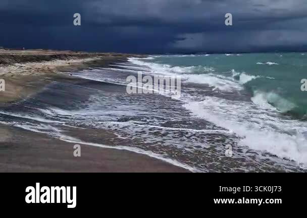 Stormy weather at sea, waves close-up. Bulgaria, Black Sea near the ...