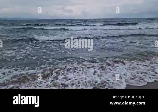Stormy weather at sea, waves close-up. Bulgaria, Black Sea near the ...