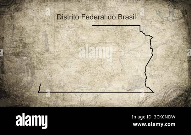 Distrito Federal do Brasil map drawn on a cartography background sheet ...