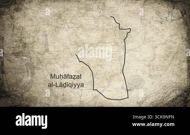Latakia map drawn on a cartography background sheet of paper Stock ...