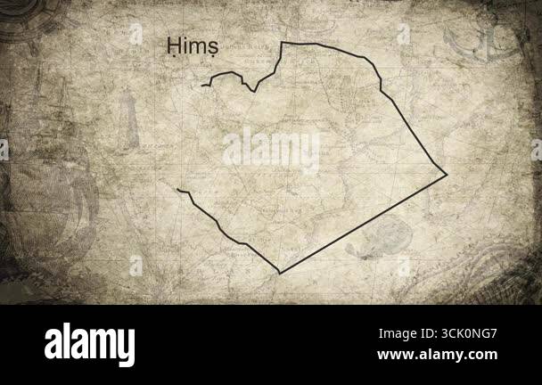 Homs map drawn on a cartography background sheet of paper Stock Video ...