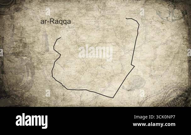 ar-Raqqa map drawn on a cartography background sheet of paper Stock ...