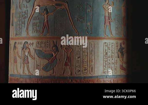 Ancient Egyptian Hieroglyphics on a Pillar. The video showcases the ...