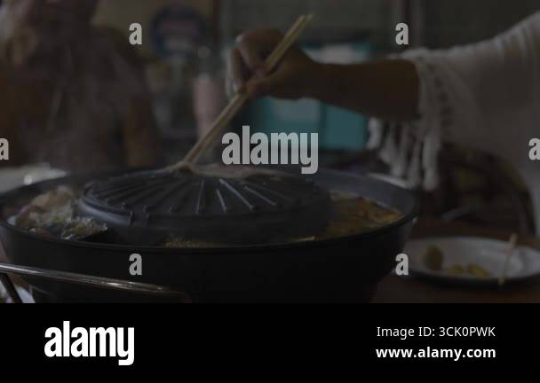 Thai Sizzling Shabu Grill, Relaxing cinematic footage of Thai shabu ...