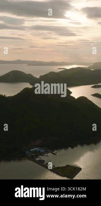 Tropical Islands under the sunset at dusk time in Coron, Palawan ...