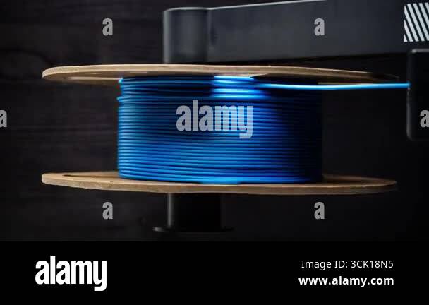 Time Lapse Of 3D Printing Process And Rotating Spool Of Blue Filament ...
