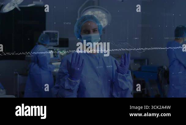 Lead surgeon initiating glove check under OR light with medical ...