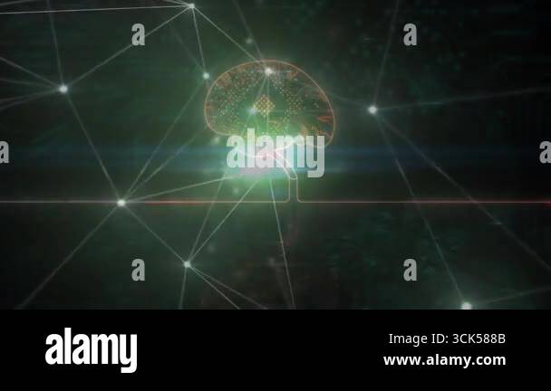 Neon Line Activating Brain Circuit Emerging Nodes Forming Web And Pulsing Data Inward