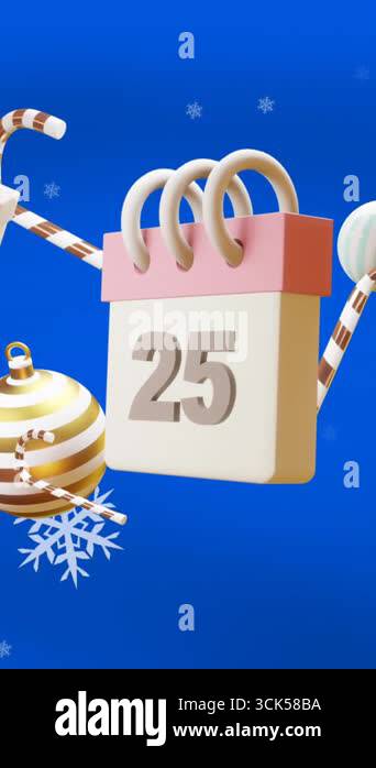 Animation of calendar with 25 of december date and christmas ...