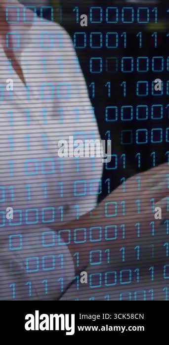 Animation of data processing over caucasian woman using tablet inserver ...