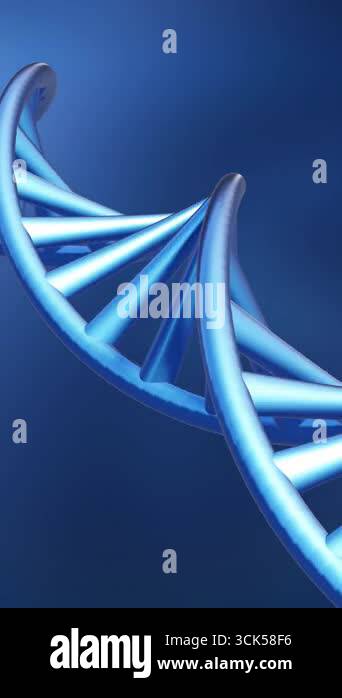 Animation of dna strand spinning over blue background. Global science, research and data ...