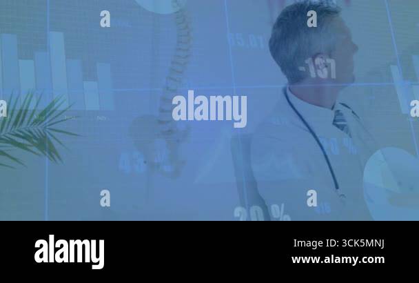 Doctor noticing data alert and reviewing medical records with charts ...