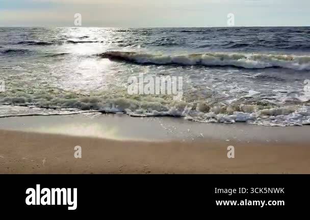 baltic sea beach summer waves Palanga Klaipeda Lithuania Stock Video ...