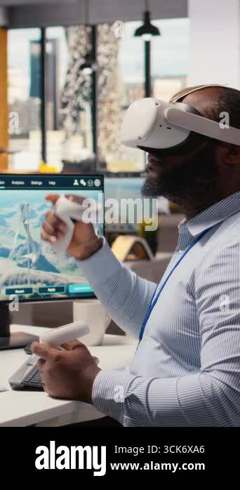 Worker uses VR headset to optimize electrical grid and wind farm layout ...