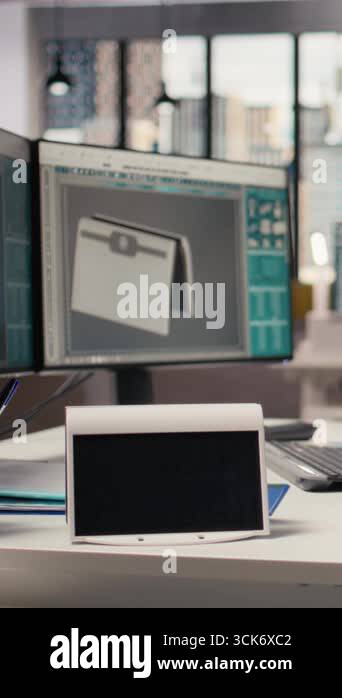 Close up of compact solar powered device in engineering office designed ...