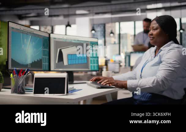 Close up of solar powered device in RD workplace designed by engineer ...